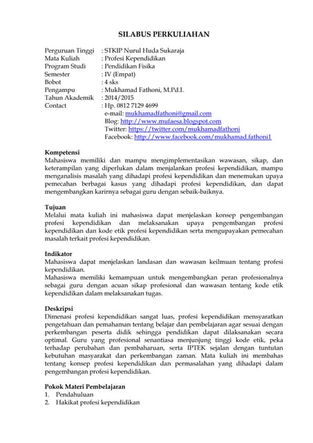 Silabus profesi kependidikan | DOCX
