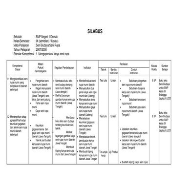 Silabus seni rupa ix 1 | DOC
