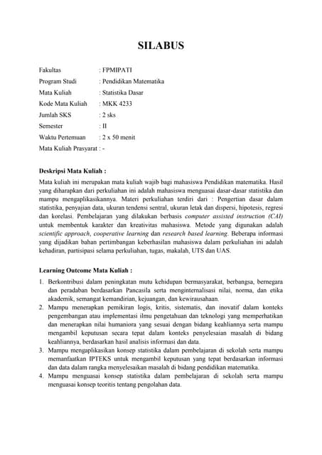 Silabus statistik | PDF