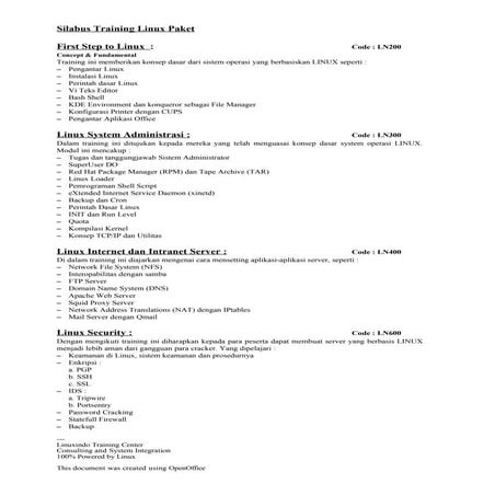 Silabus training linux paket | PDF