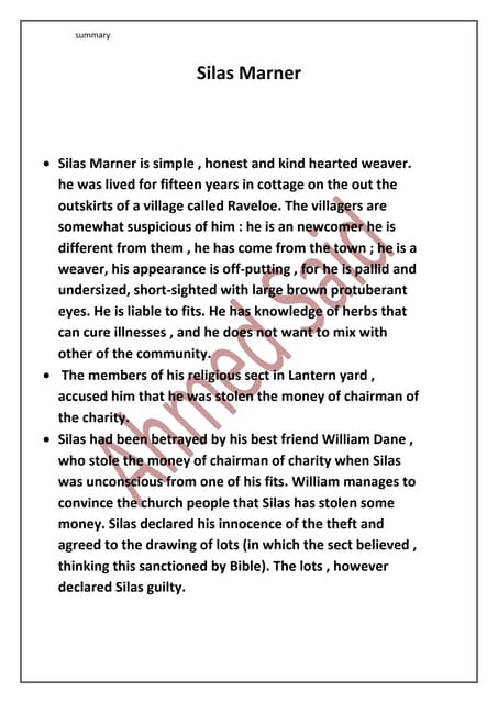 Silas Marner PowerPoint Presentation | PPTX