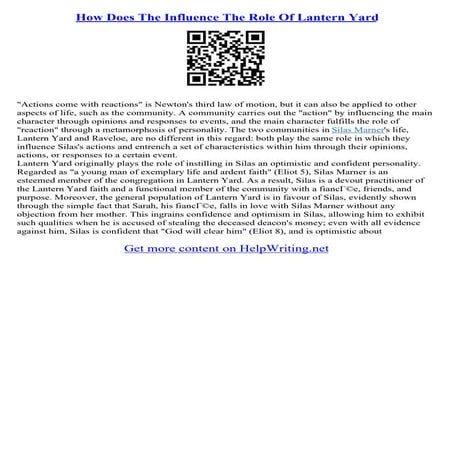 Silas Marner Essay Questions | PDF