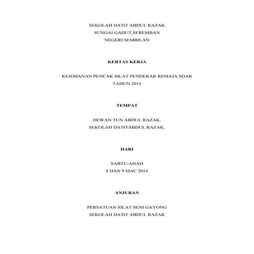 Contoh Kertas Kerja (Paperwork) | DOCX