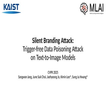 Silent Branding Attack: Trigger-free Data Poisoning Attack on Text-to-Image Diffusion Models | PPT