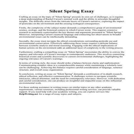 Silent Spring Essay | PDF
