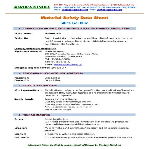 Silica Gel Blue MSDS | PDF