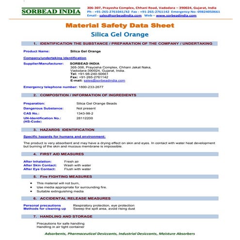 Silica Gel Orange MSDS | PDF