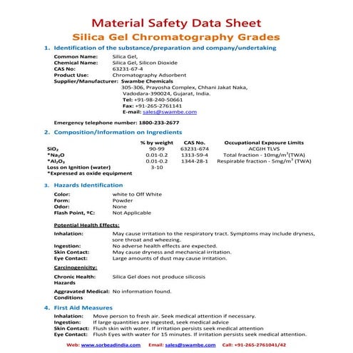 Silica Gel Chromatography MSDS | PDF