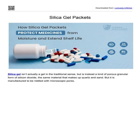 Silica Gel Packets | Pharmaceutical Desiccant | PDF