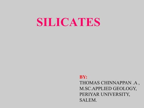 Silicate structure and its classification | PPTX | Chemistry | Science