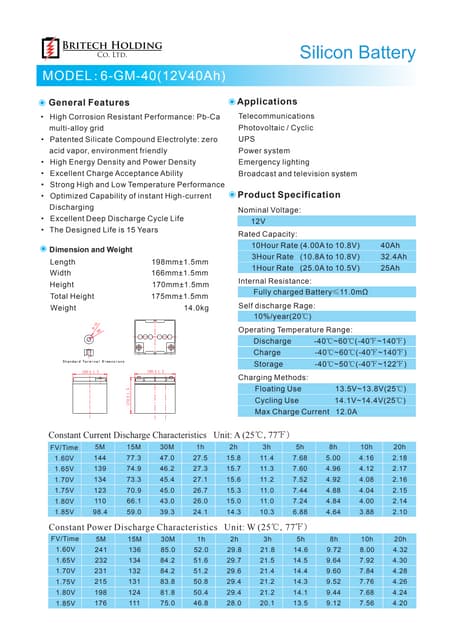 Narada 200 ah Data sheet | PDF | Consumer Electronics | Technology & Computing