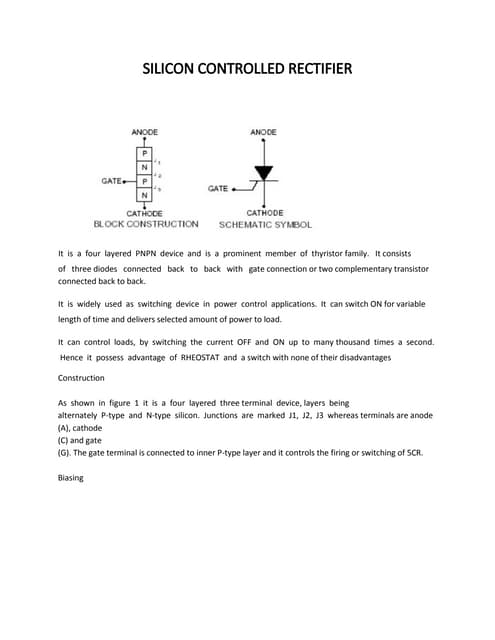 Silicon controlled rectifier ( SCR ) | PPTX