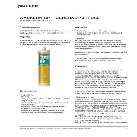 Silicone sealant datasheet | PDF