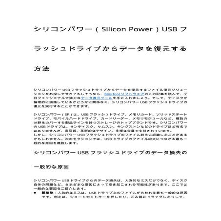 シリコンパワー（Silicon Power）USBフラッシュドライブからデータを復元する方法 | DOCX | Computer Peripherals | Computing