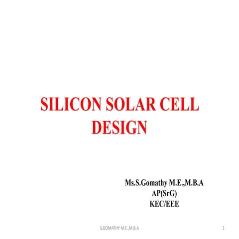 Silicon solar cell design | PDF