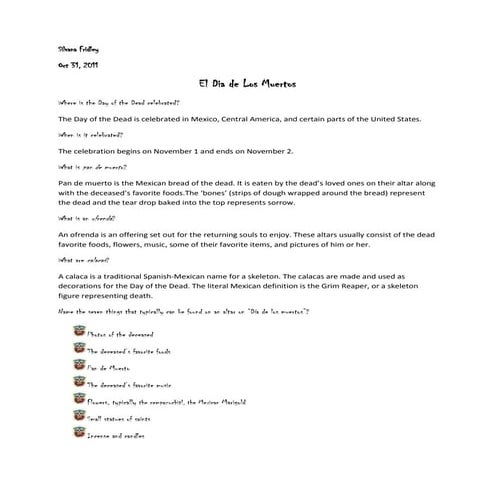 Dia de los muertos presentation | PPTX