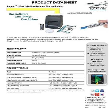 Silver Fox 2-Part Labelling - Thermal Cable Labels | PDF