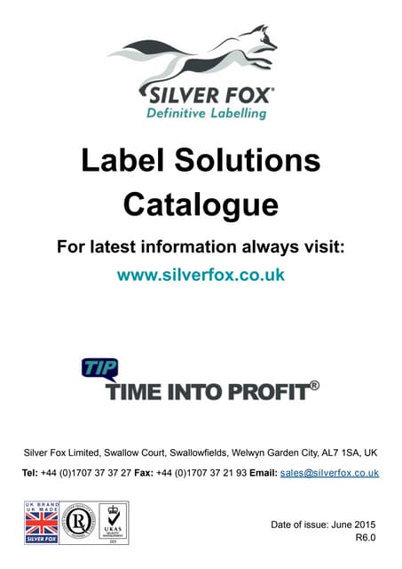 Silver Fox 2-Part Labelling - Thermal Cable Labels | PDF