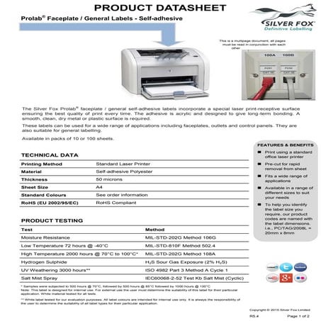 Silver Fox Faceplate/General Labels - Self-Adhesive & Non-Adhesive ...