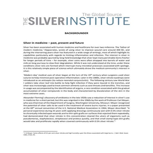 Silver in medicine – past, present and future | PDF