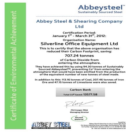 Silverline\'s Carbon Reduction Certificate | PDF