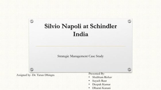 Schindler- Case Study | PPT