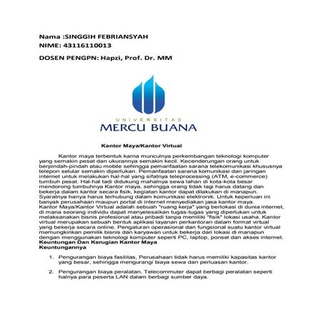 SIM, 3, Afifah Khoiriyah, Hapzi Ali, Fenomena Terbentuknya Kantor Maya ...
