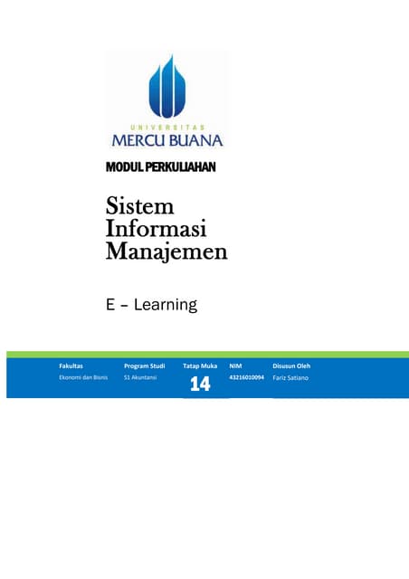 Pengenalan E-learning Pada Sistem Informasi Manajemen | PDF