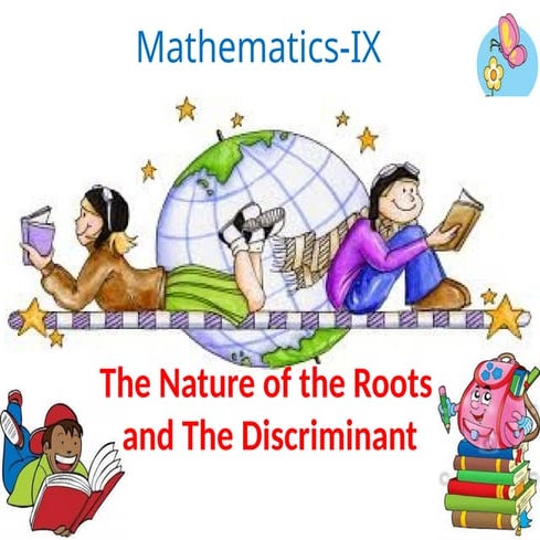 Nature of the roots and sum and product of the roots of a quadratic ...
