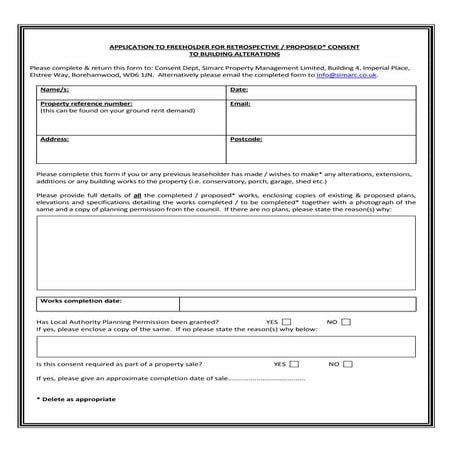 Simarc property management - Application To freeholder for ...