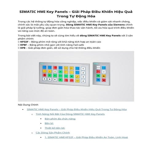 SIMATIC HMI Key Panels – Giải Pháp Điều Khiển Hiệu Quả Trong Tự Động ...