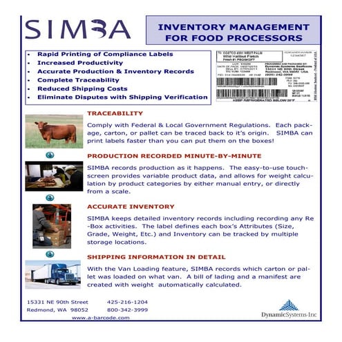 Dynamic Systems 2019 Simba-Meat Processing System | PDF