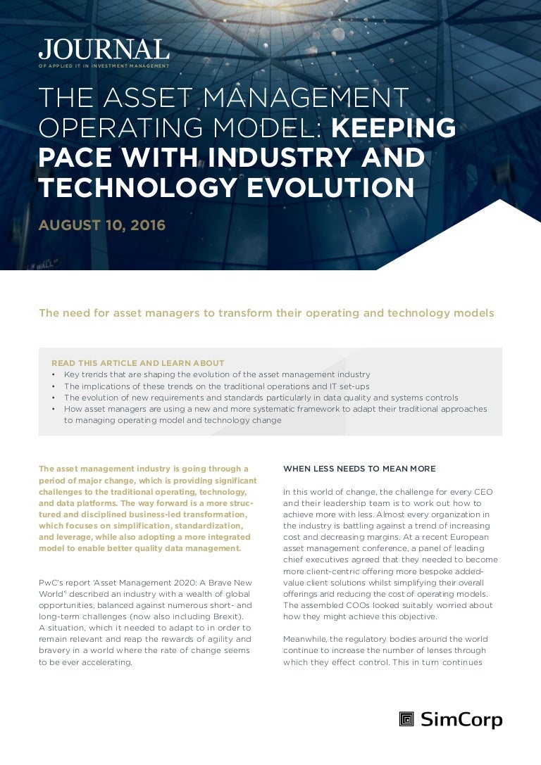 The asset management operating model: Keeping pace with industry and