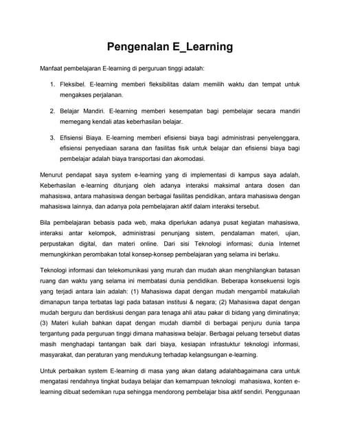 Sim saeful malik hapzi ali_pengenalan e-learning_universitas mercubuana.2017.minggu ke 14 | PDF