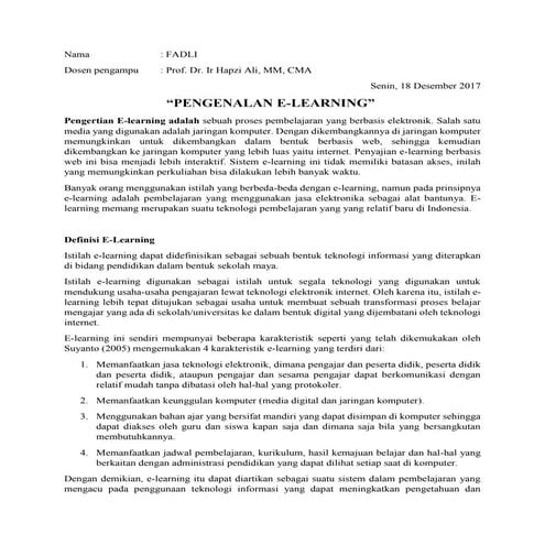 Makalah e learning amelia rizky | DOCX