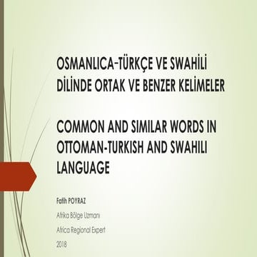 Similar and common words in swahili and ottoman turkish language | PDF