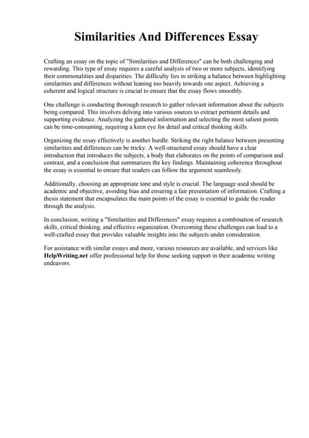 A Compare And Contrast Essay Is One That.pdf