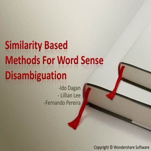 Lecture: Word Sense Disambiguation | PDF