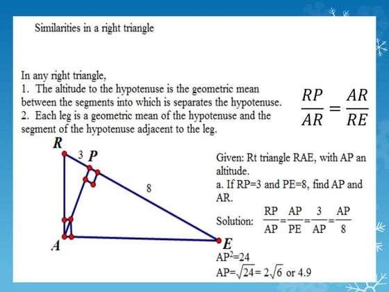 Right triangle similarity | PPT