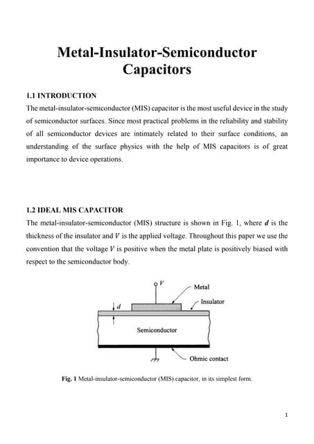 MOS Capacitor | PPTX | Chemistry | Science