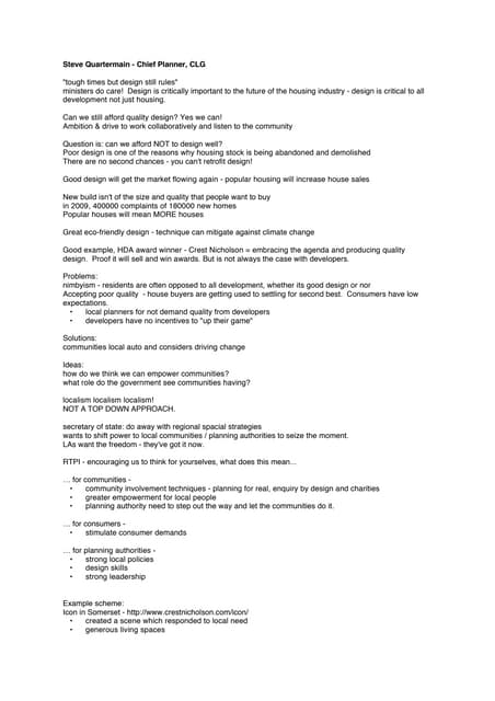 Notes From Talks By Steve Quartermain Clg And Richard Simmonds Cabe Pdf