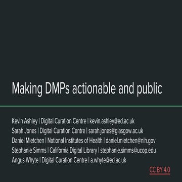 Making DMPs actionable and public | PDF