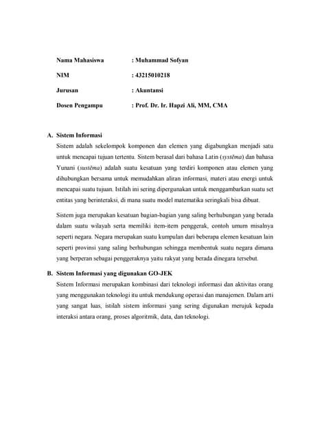 Analisis Penerapan Sistem Informasi pada PT GO-JEK Indonesia | PDF