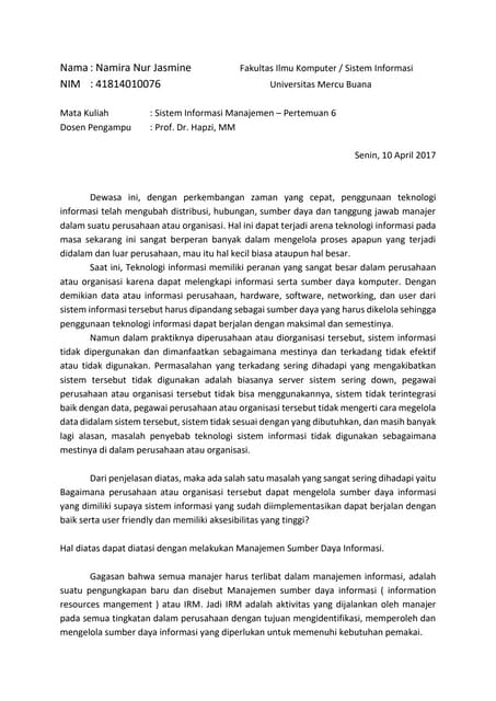 Manajemen Sumber Daya Informasi | PDF