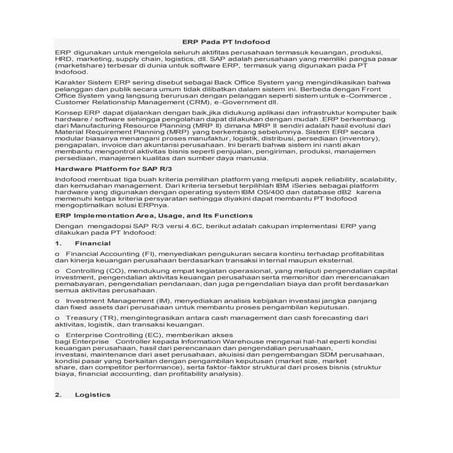 Implementasi erp (enterprise resource planning) indofood tbk. | PPTX