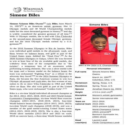Simone Biles Her Life Story And Life Achievements | PDF