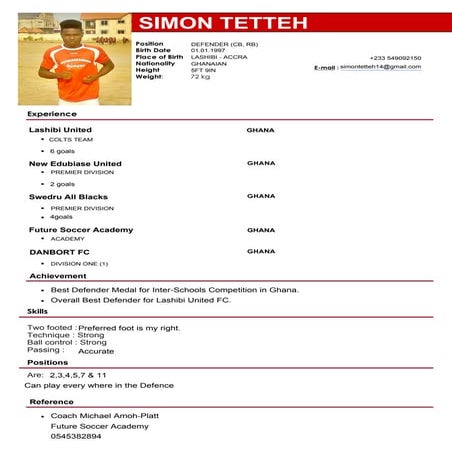 Simon football cv | PDF