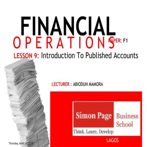 Simon-page Business school: Introduction To Published Accounts | PPT