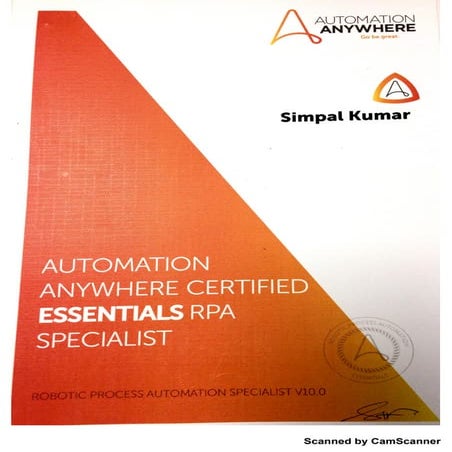 Simpal kumar Automation Anywhere_certification | PDF