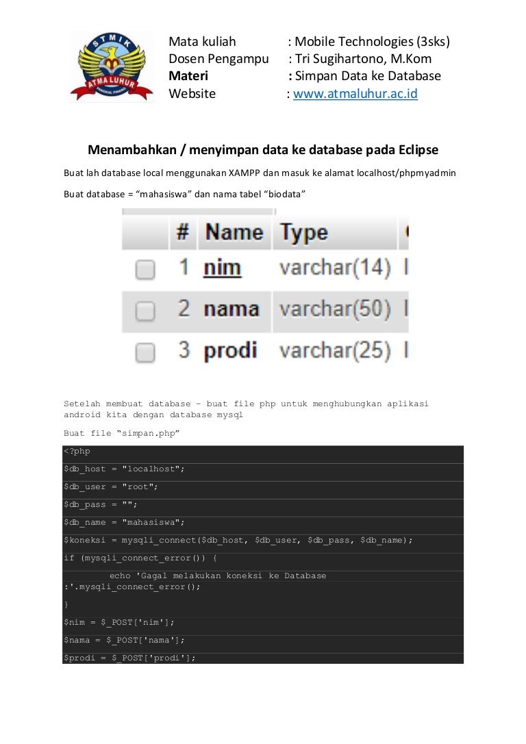 Simpan data- ke- database Simpan data- ke- database